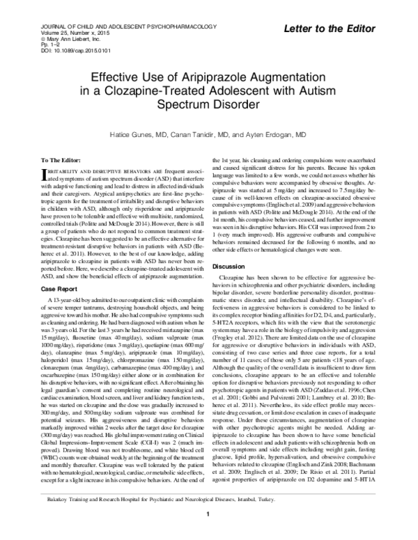 (PDF) Effective Use of Aripiprazole Augmentation in a Clozapine-Treated ...