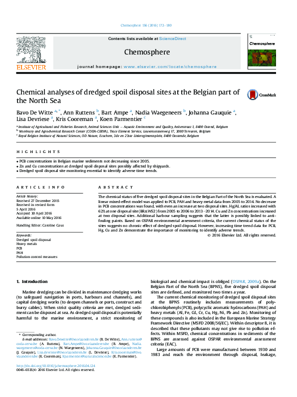 (PDF) Chemical analyses of dredged spoil disposal sites at the Belgian ...