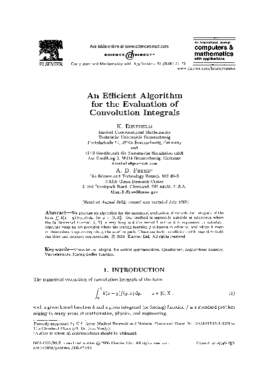 (PDF) An efficient algorithm for the evaluation of convolution integrals | Alan Freed - Academia.edu