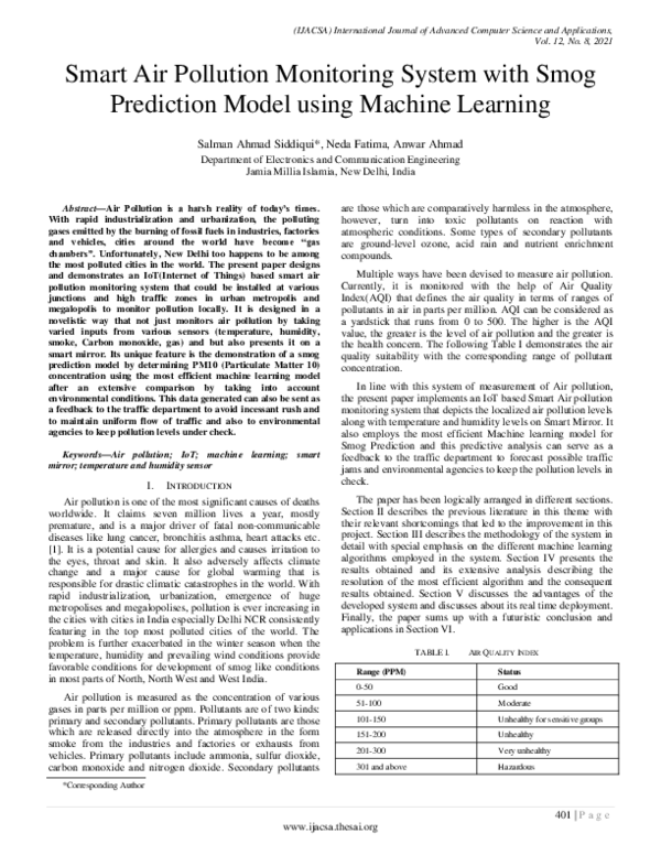 (PDF) Smart Air Pollution Monitoring System with Smog Prediction Model ...
