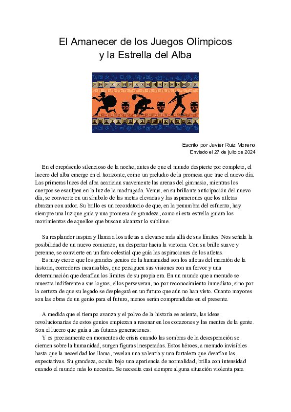 (PDF) El Amanecer de los Juegos Olímpicos y la Estrella del Alba