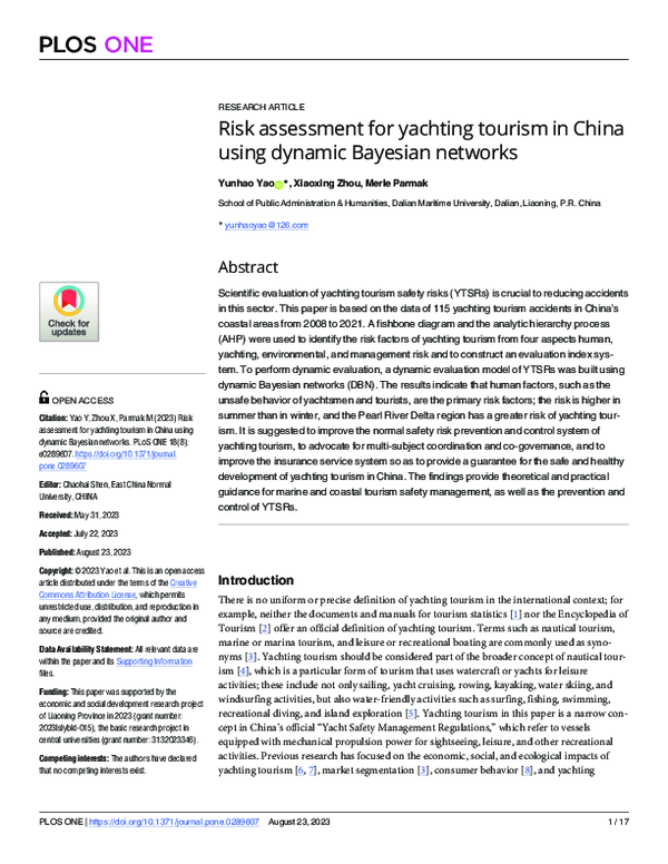 (PDF) Risk assessment for yachting tourism in China using dynamic Bayesian networks