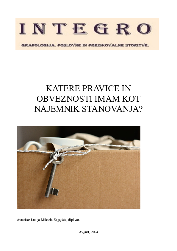 (PDF) KATERE PRAVICE IN OBVEZNOSTI IMAM KOT NAJEMNIK STANOVANJA?