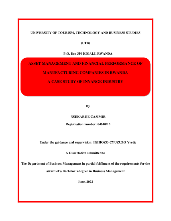 (PDF) ASSET MANAGEMENT AND FINANCIAL PERFORMANCE OF MANUFACTURING ...