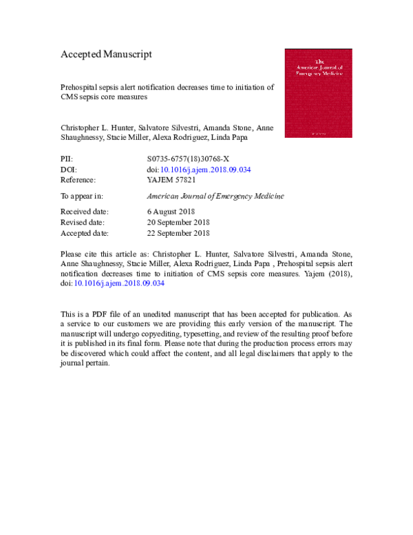(PDF) Prehospital sepsis alert notification decreases time to ...