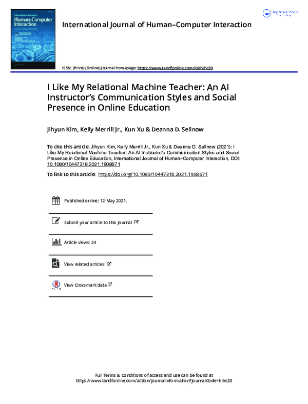 (PDF) I Like My Relational Machine Teacher: An AI Instructor’s ...