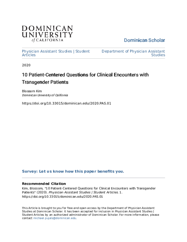 (PDF) 10 Patient-Centered Questions for Clinical Encounters with ...