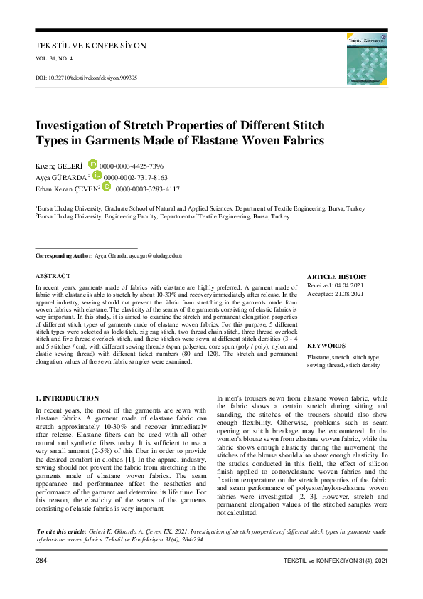 (PDF) Investigation of Stretch Properties of Different Stitch Types in ...