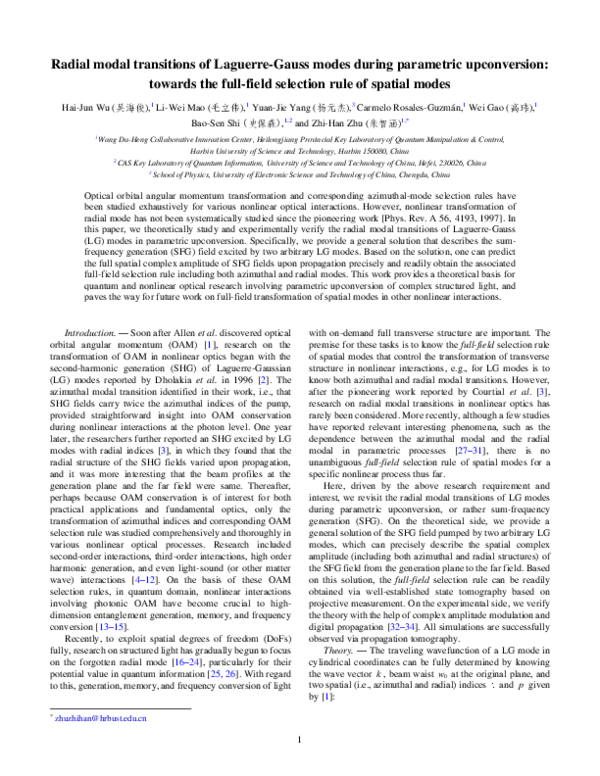 (PDF) Radial modal transition of Laguerre-Gauss modes in second ...