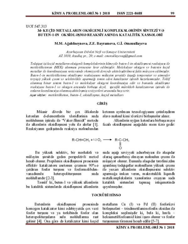 (PDF) SYNTHESIS OF OXYGEN COMPLEXES OF 3d- TRANSITION METALS AND THEIR ...