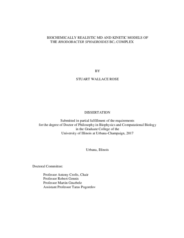 (PDF) Biochemically realistic MD and kinetic models of the Rhodobacter ...