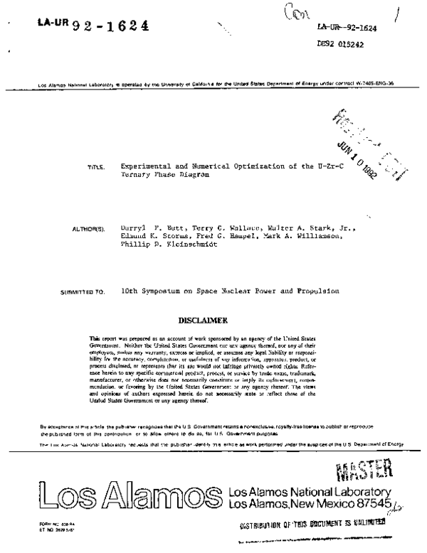 (PDF) Experimental and numerical optimization of the U-Zr-C ternary ...