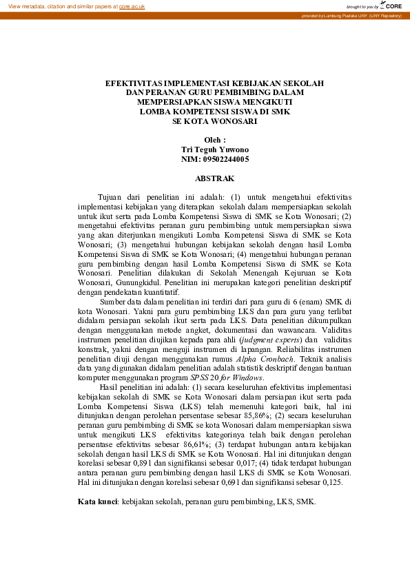 (PDF) Efektivitas Implementasi Kebijakan Sekolahdan Peranan Guru ...