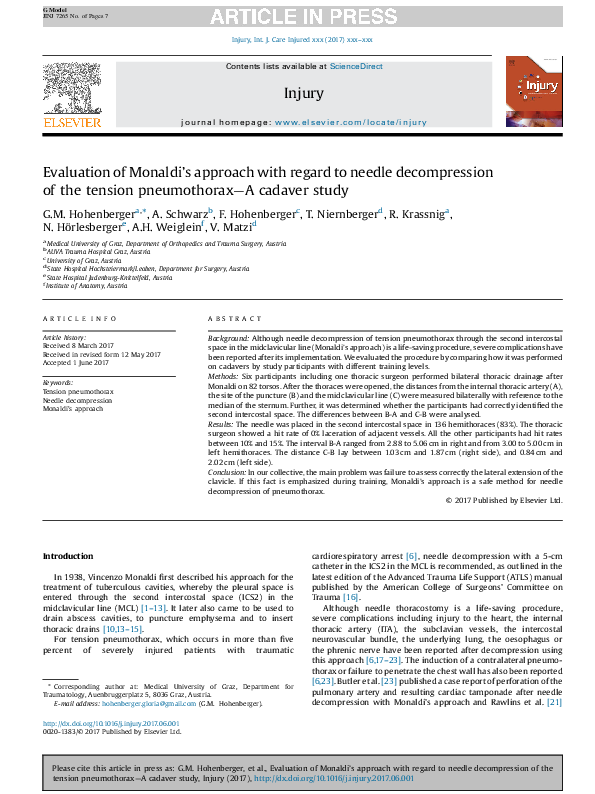 (PDF) Evaluation of Monaldi’s approach with regard to needle ...
