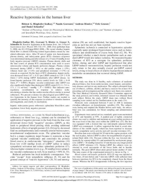 (PDF) Reactive hyperemia in the human liver