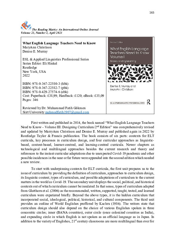 (PDF) What English Language Teachers Need to Know