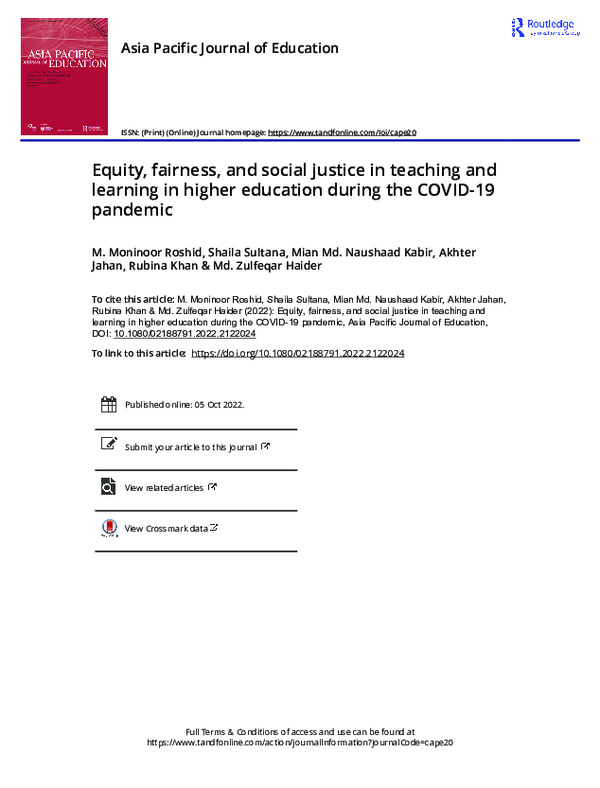 (PDF) Equity, fairness, and social justice in teaching and learning in ...