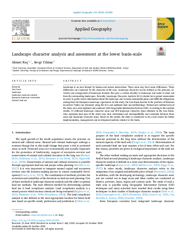 (PDF) Landscape character analysis and assessment at the lower basin-scale