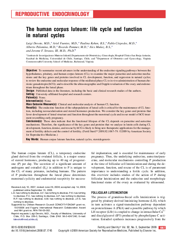 (PDF) The human corpus luteum: life cycle and function in natural ...