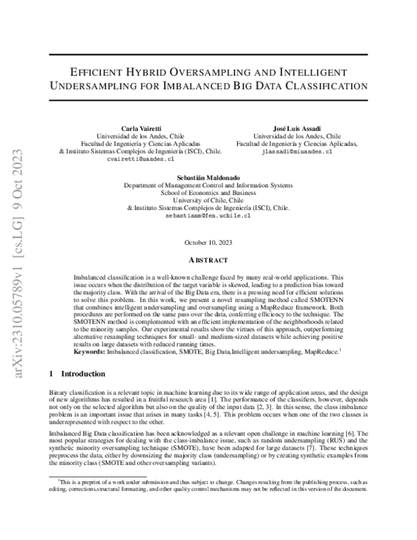 (PDF) Efficient Hybrid Oversampling and Intelligent Undersampling for Imbalanced Big Data ...