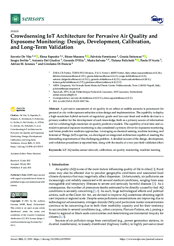 (PDF) Crowdsensing IoT Architecture for Pervasive Air Quality and Exposome Monitoring: Design ...