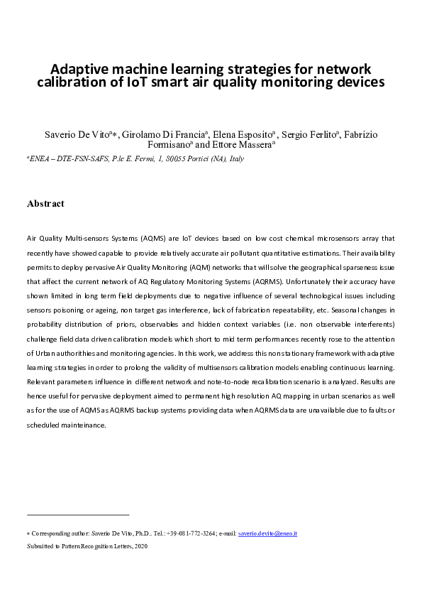 (PDF) Adaptive machine learning strategies for network calibration of IoT smart air quality ...