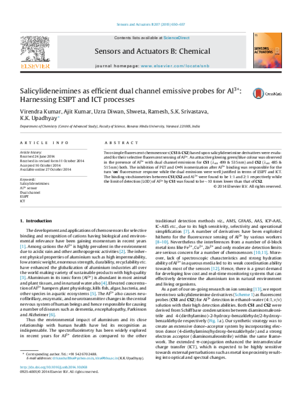 (PDF) Salicylideneimines as efficient dual channel emissive probes for ...