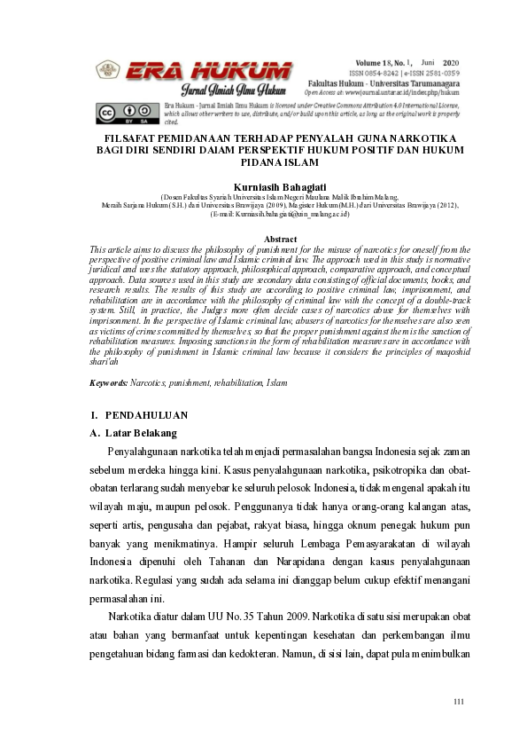 (PDF) FILSAFAT PEMIDANAAN TERHADAP PENYALAH GUNA NARKOTIKA BAGI DIRI SENDIRI DAlAM PERSPEKTIF ...