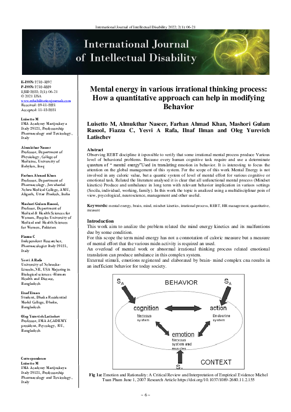 (PDF) Mental energy in various irrational thinking process: How a ...