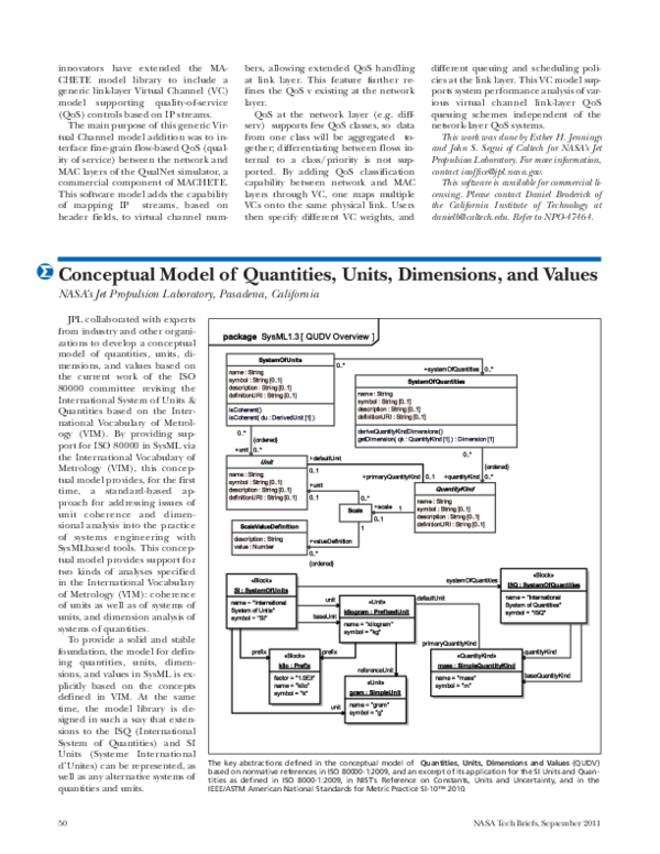 (PDF) Conceptual Model of Quantities, Units, Dimensions, and Values