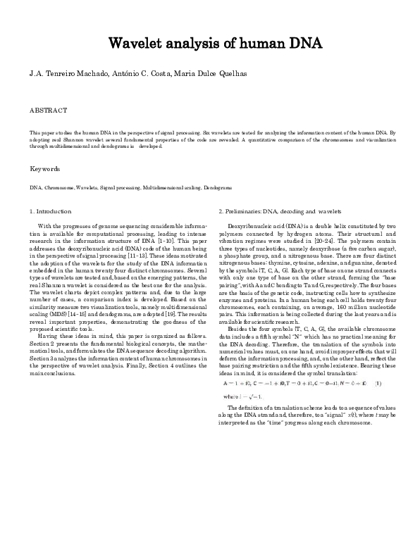 (PDF) Wavelet analysis of human DNA
