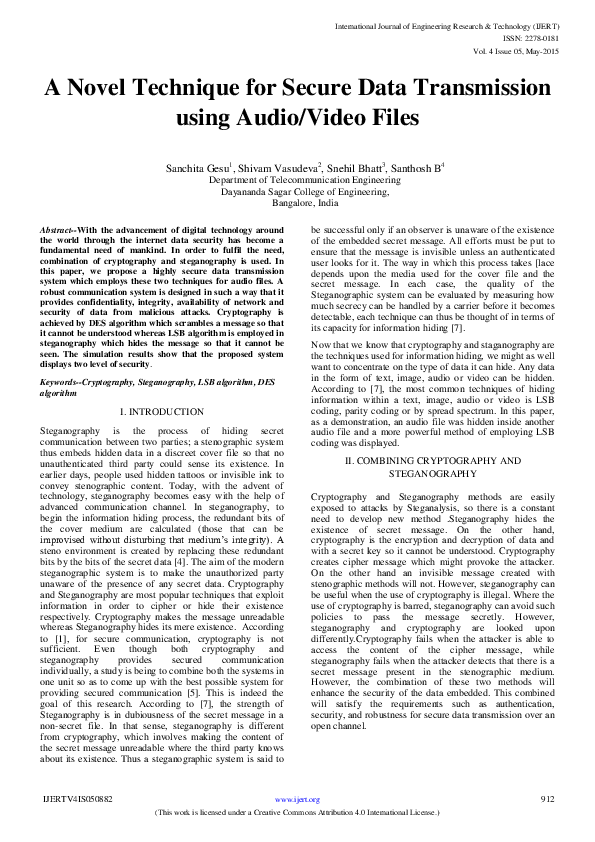 (PDF) A Novel Technique for Secure Data Transmission using Audio/Video ...