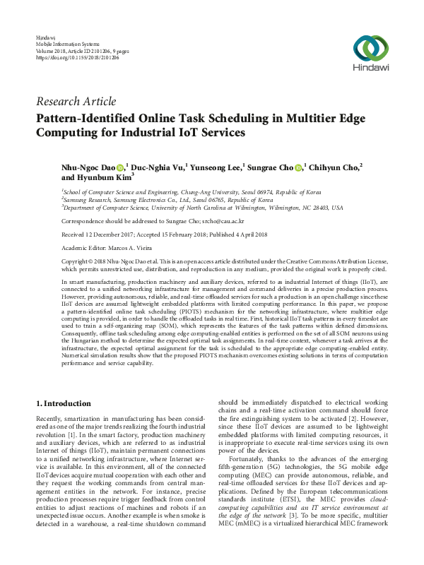 Pdf Pattern Identified Online Task Scheduling In Multitier Edge Computing For Industrial Iot