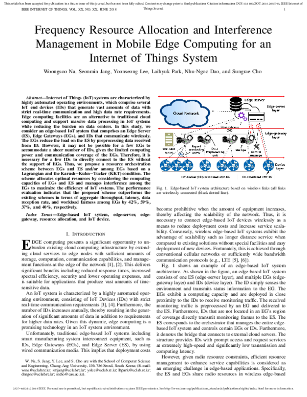 Pdf Frequency Resource Allocation And Interference Management In Mobile Edge Computing For An