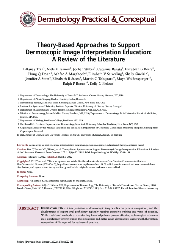 (PDF) Theory-Based Approaches to Support Dermoscopic Image Interpretation Education: A Review of ...