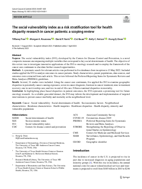 (PDF) The social vulnerability index as a risk stratification tool for ...