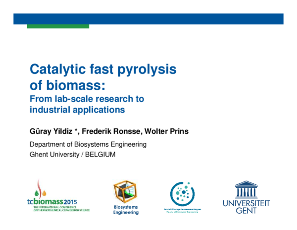 (PDF) Catalytic fast pyrolysis of biomass: from lab-scale research to industrial applications