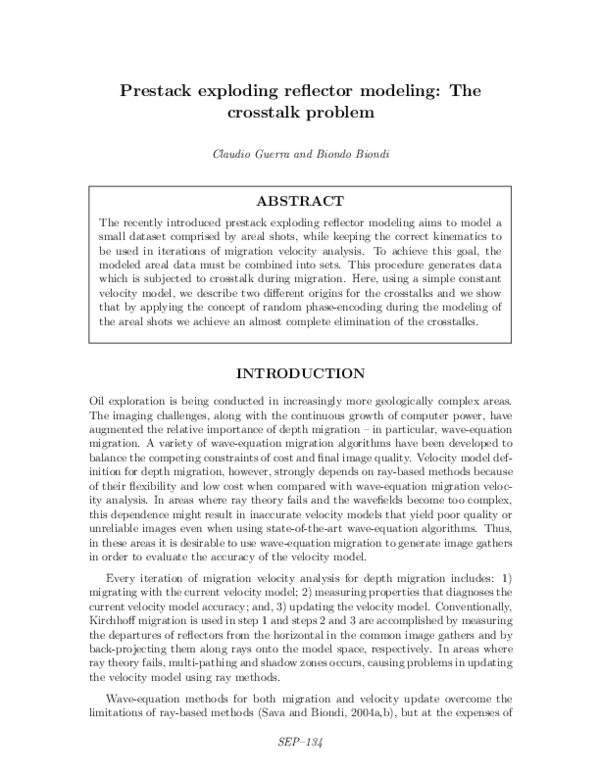 (PDF) Prestack exploding reflector modeling: The crosstalk problem