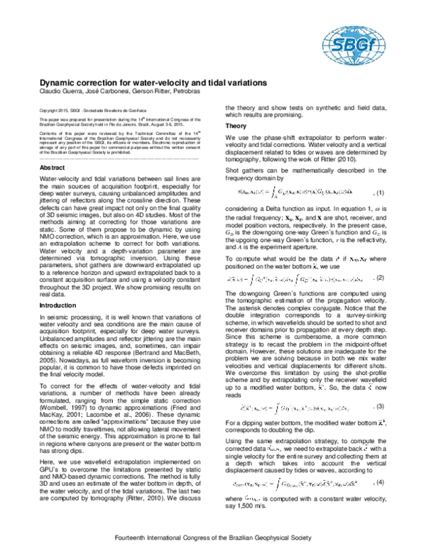 (PDF) Dynamic correction for water-velocity and tidal variations