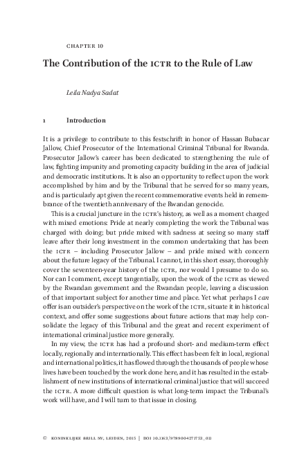 (PDF) 10 The Contribution of the ictr to the Rule of Law