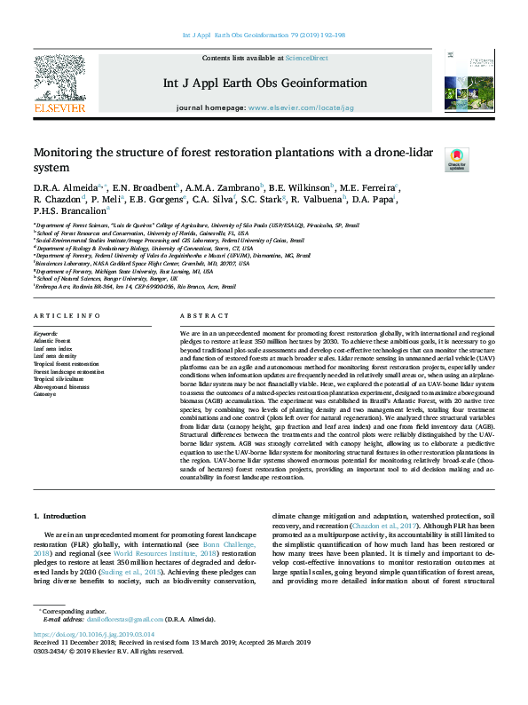 (PDF) Monitoring the structure of forest restoration plantations with a ...