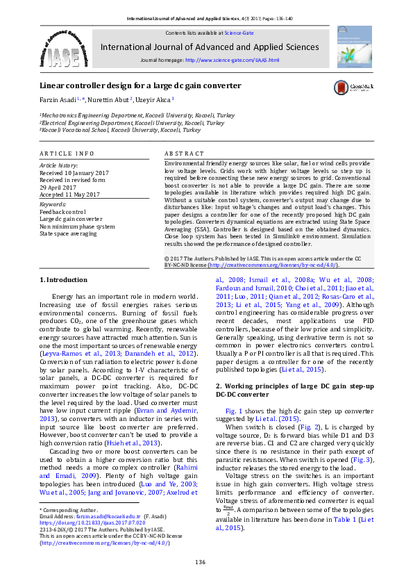 (PDF) Linear controller design for a large dc gain converter