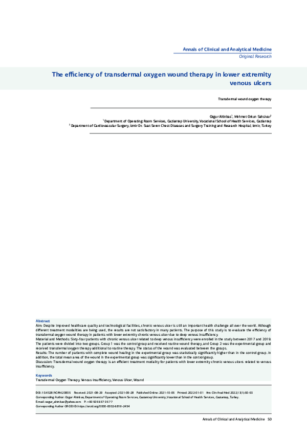 (PDF) The efficiency of transdermal oxygen wound therapy in lower ...
