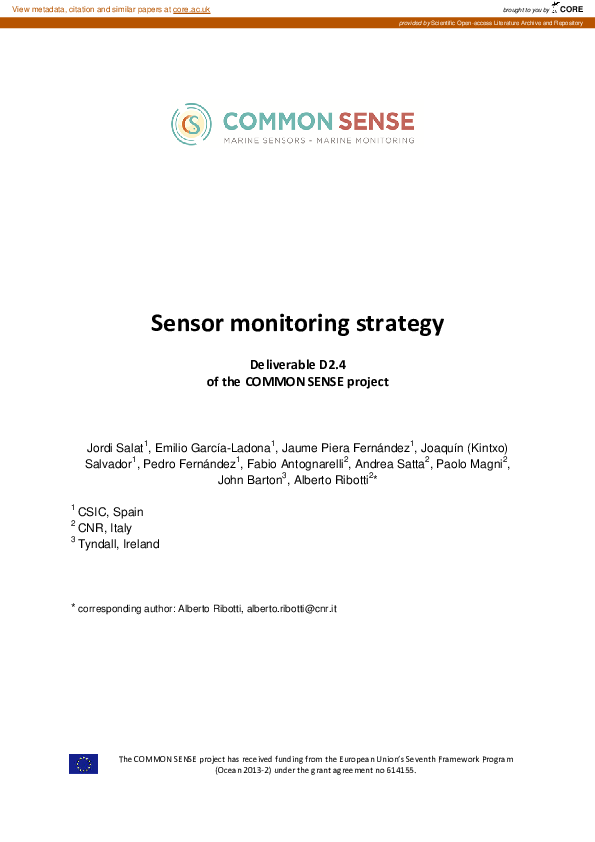 (PDF) Sensor monitoring strategy