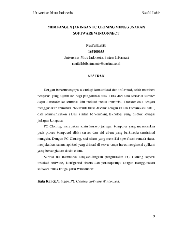 (PDF) Membangun Jaringan PC Cloning Menggunakan Software Winconnect