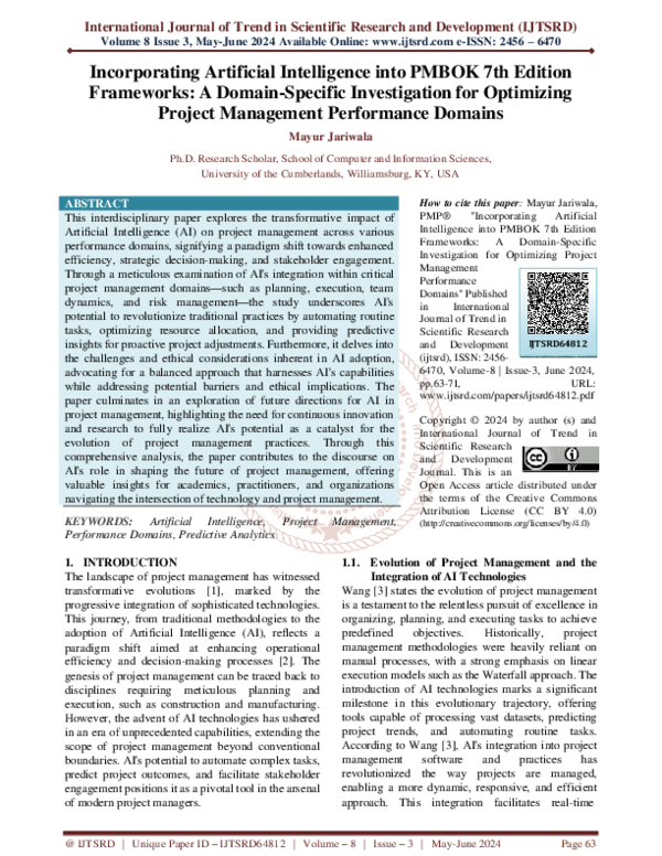 (PDF) Incorporating Artificial Intelligence into PMBOK 7th Edition ...