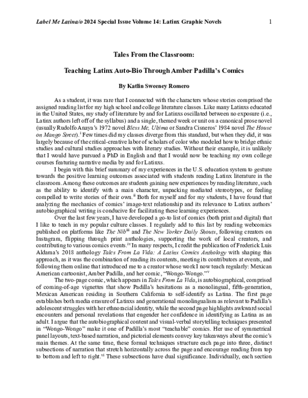 (PDF) Tales From the Classroom: Teaching Latinx Auto-Bio Through Amber ...
