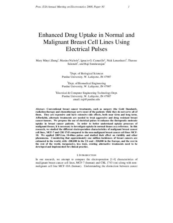 (PDF) Enhanced Drug Uptake in Normal and Malignant Breast Cell Lines ...