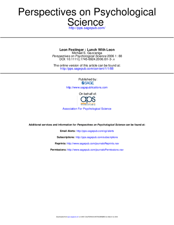 (PDF) Leon Festinger