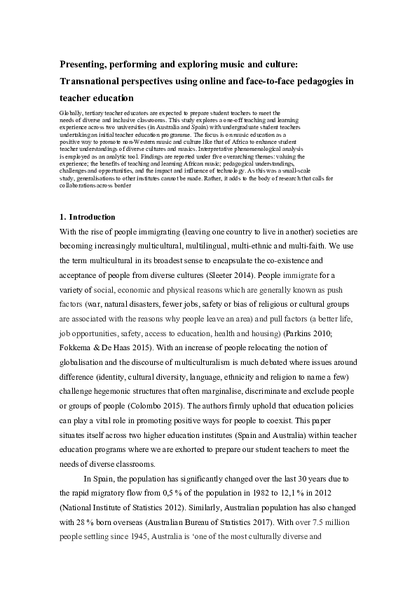 (PDF) Presenting, performing and exploring music and culture ...